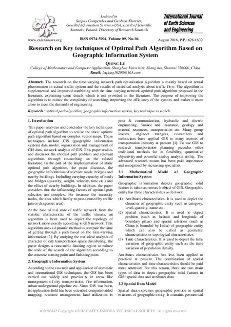 pdf research on key techniques of optimal path algorithm based on