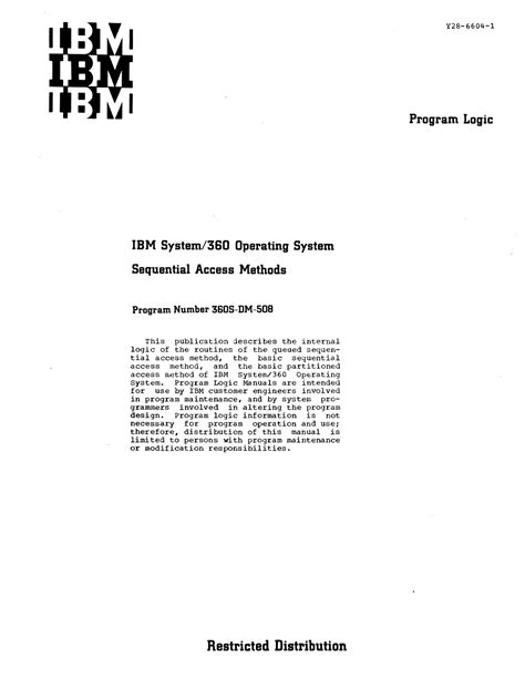 Ibm System 360 Operating System Sequential Access Methods Program Logic