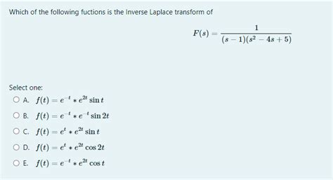 Solved Which Of The Following Fuctions Is The Inverse