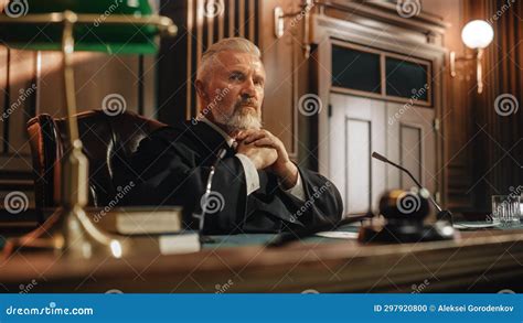 Court Of Justice Trial Impartial Male Judge Listening To The Pleaded Case Unbiased Judge