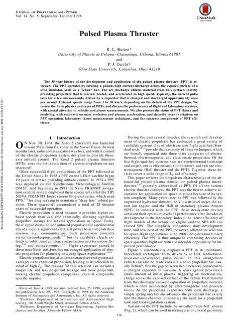 Pdf Pulsed Plasma Thruster