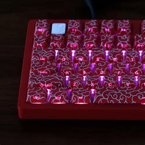 Custom Backlit Keycaps 136 Pcs Side Printed Red Lighting Theme For