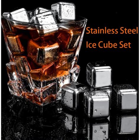 Stainless Steel Ice Cube Set With Tongs Ss304 Food Grade Reusable Ice