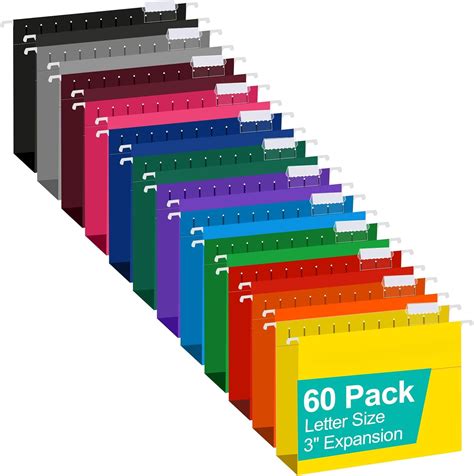 Extra Capacity Hanging File Folders 60 Pack Reinforced Letter Size Hanging Folders With Heavy