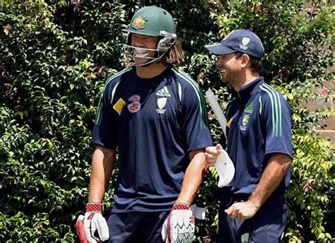 Andrew Symonds And Ricky Ponting Take A Break During Training