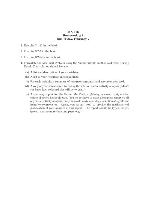assignment 2 questions principles of operations research i ma 416g