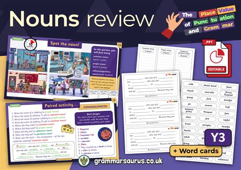 Year 3 The Place Value Of Punctuation And Grammar Nouns Review Grammarsaurus