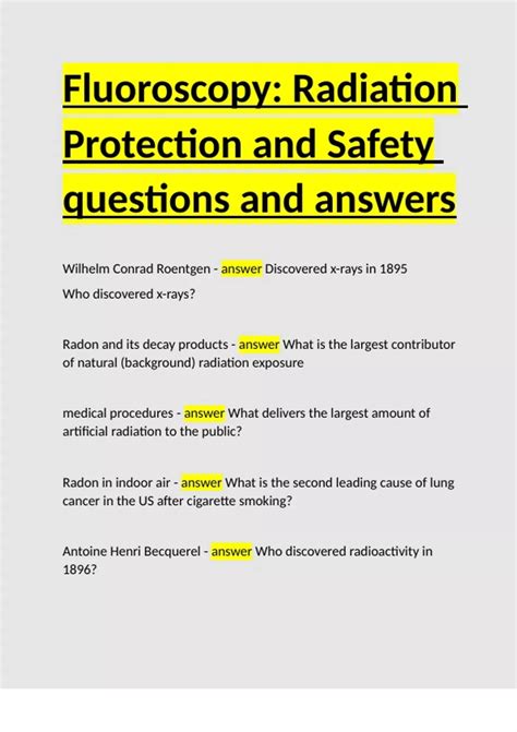 Fluoroscopy Radiation Protection And Safety Questions And Answers Fluoroscopy Stuvia Us