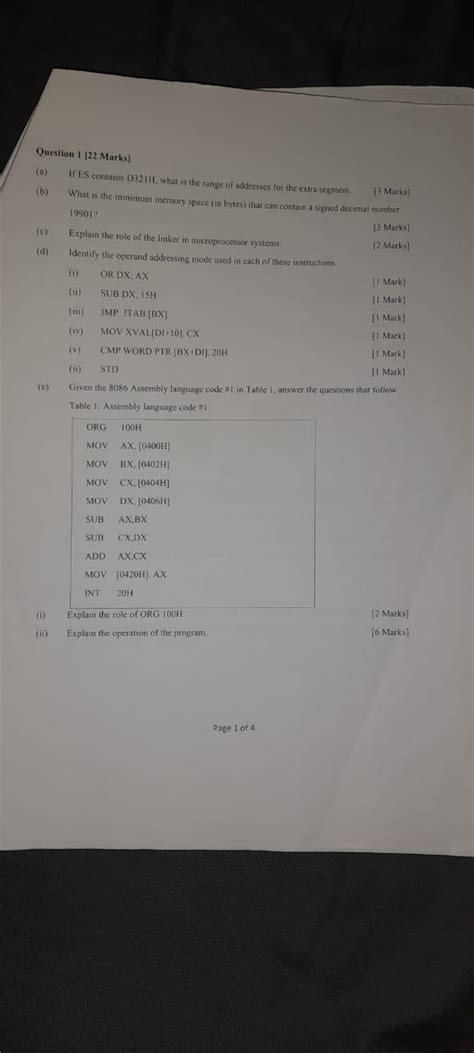 Solved Question 1 122 Marks A If Es Contains D321h What