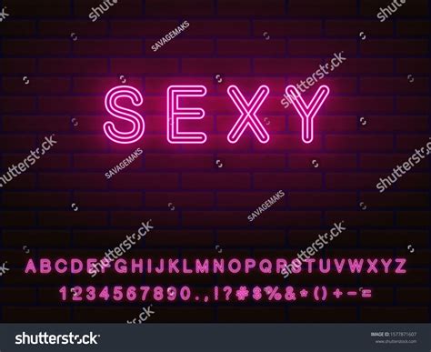 Bold Pink Neon Font Erotic Style เวกเตอรสตอก ปลอดคาลขสทธ Shutterstock