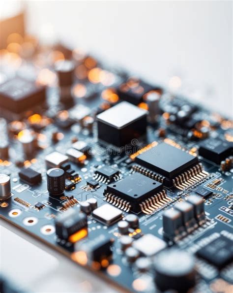 Close Up Of A Digital Circuit Board With Complex Electronic Connections And Components Stock