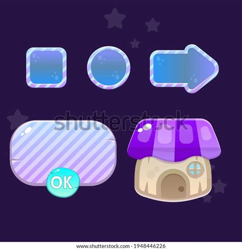 Game Ui Set Cute Icons Buttons Stock Vector Royalty Free