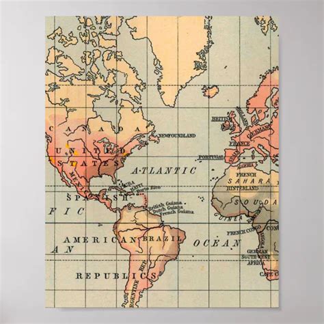 World Map Vintage Poster Zazzle