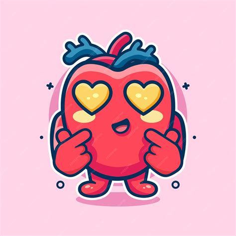 Premium Vector Kawaii Human Heart Organ Character Mascot With Love