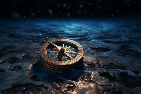 Premium Photo A Weathered Compass Pointing Towards A Starry Nigh 00576 03
