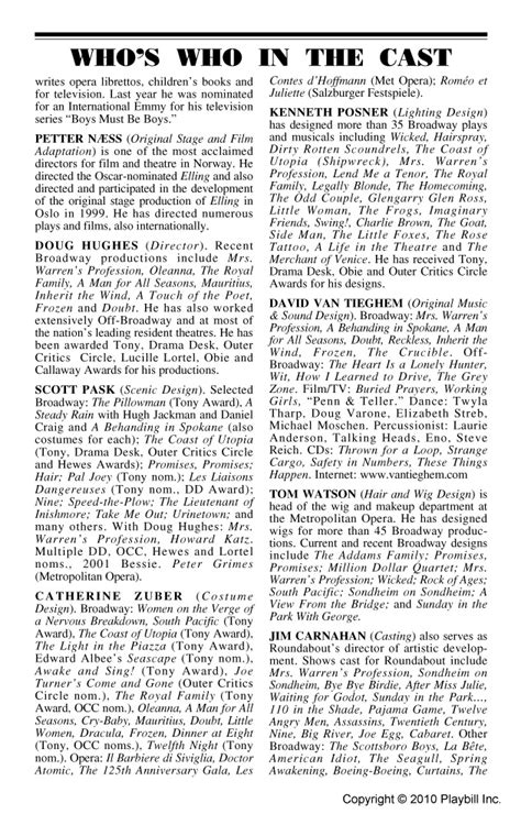 Elling Broadway Ethel Barrymore Theatre 2010 Playbill