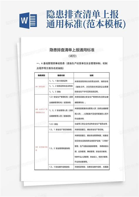 隐患排查清单上报通用标准范本word模板下载编号qwrevnov熊猫办公