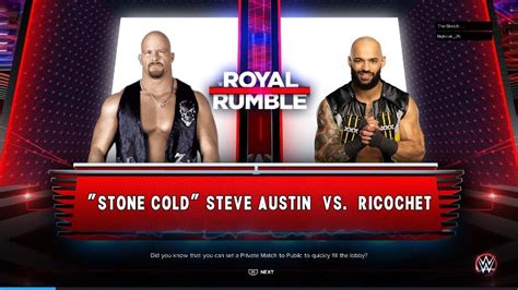 Wwe K Stone Cold Steve Austin Vs Ricochet Online Match Youtube