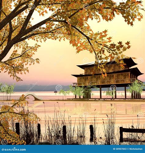 Estilo De La Pintura Del Paisaje Chino Imagen De Archivo Imagen De Resorte Tradicional