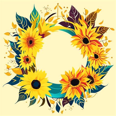 Design De Moldura Boho De Girassol Em Aquarela Vetor Premium