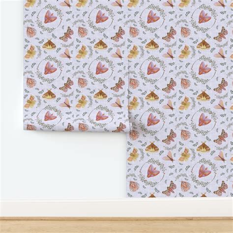 Wings In Spring Lillac Wallpaper Spoonflower