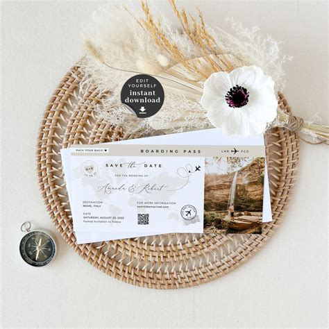 Sofia Boarding Pass Save The Date Printable