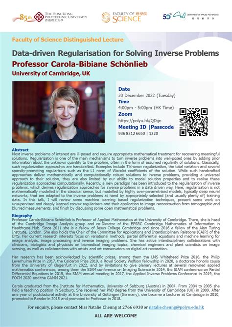 Data Driven Regularisation For Solving Inverse Problems Department Of Applied Mathematics