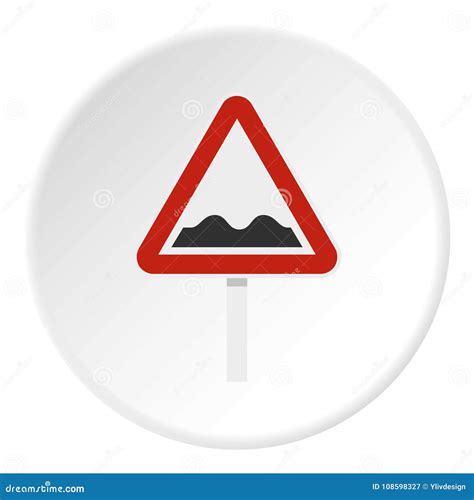 Bumpy Road Sign Icon Circle Stock Vector Illustration Of Metal Black 108598327