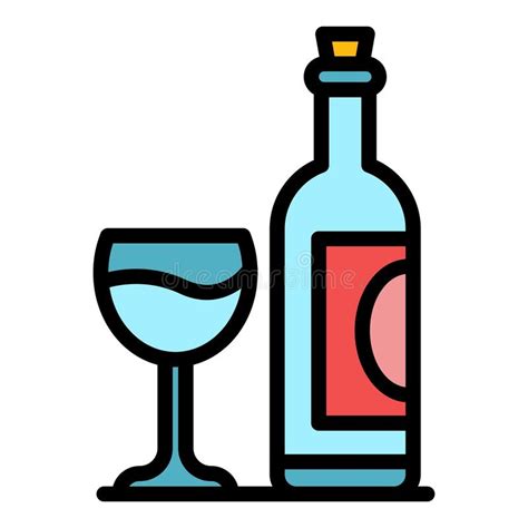 French Wine Bottle Glass Icon Color Outline Vector Stock Vector