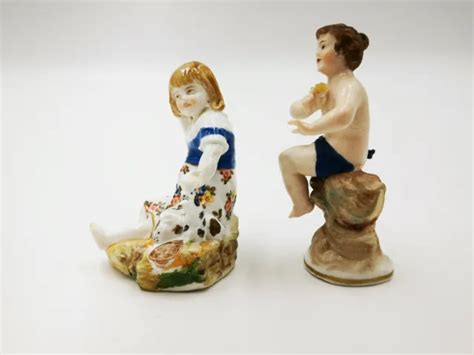 ALTE PORZELLAN FIGUREN Nackedei Auf Fels Mädchen Mit Hund Zwei Stück EUR PicClick DE