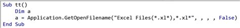 Vba Getopenfilename