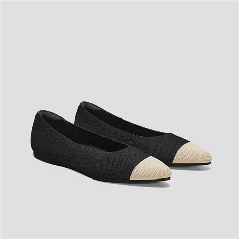 Pointed Toe Ballet Flats Aria 5° Black Cream Ivory Eu35 Vivaia