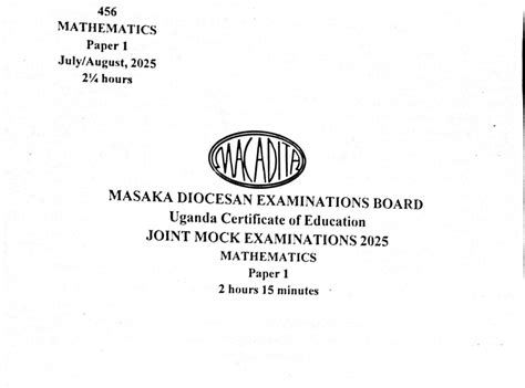 Uce Mathematics Macadita Mocks 2025 Ug Study Resources