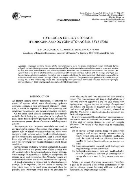 PDF Hydrogen Energy Storage Hydrogen And Oxygen Storage Subsystems DOKUMEN TIPS