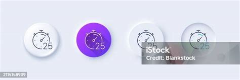 타이머 25분 라인 아이콘입니다 스톱워치 시간 표시 선 아이콘 벡터 스톱워치에 대한 스톡 벡터 아트 및 기타 이미지 스톱워치 3차원 형태 벡터 Istock