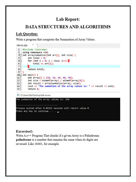 Lab Report Of Lab 1 Dsa Pdf