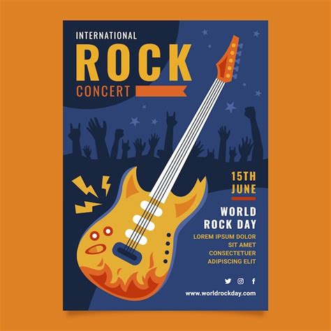 Modelo De Cartaz Do Dia Mundial Do Rock Plano Com Guitarra Vetor Grátis