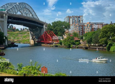 Two Bridges Over The Cuyahoga River In Cleveland Ohio The High Level