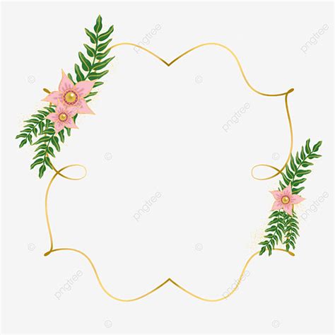 美麗的金框 綺麗 花的 花框架素材圖案，psd和png圖片免費下載