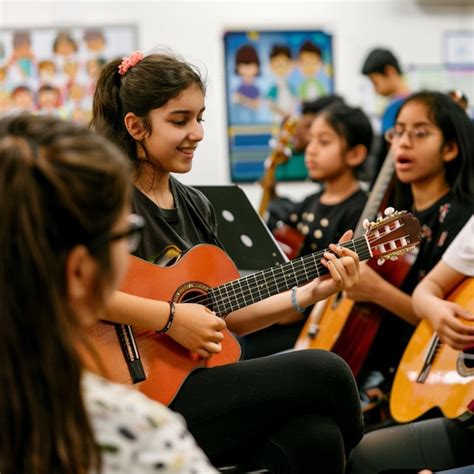Premium Photo A Vibrant Music Class With Students Learning To Play
