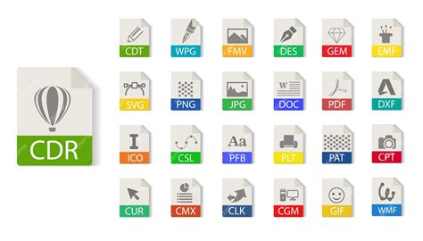 Colección De Formato De Archivo De Coreldraw Cdr Cdt Pdf Doc  Png Svg Csl Iconos Y