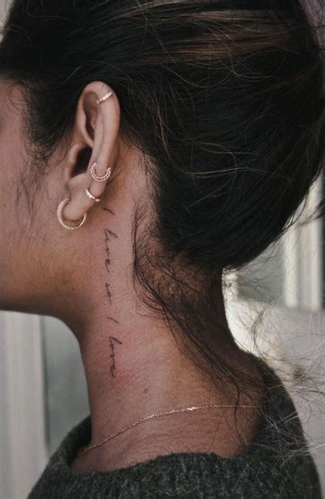 40 Meaningful Word Tattoos Fine Line Script On The Neck I Take You Positive Quotes