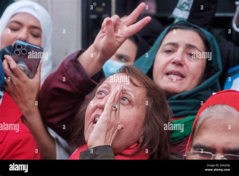 Supporters Of Pakistan Tehreek E Insaf Arrive At Avenfield House Where