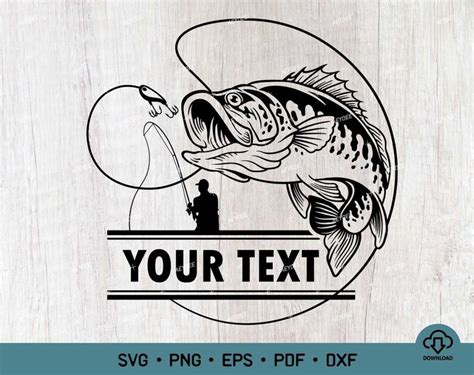 Split Bass Fishing For Custom Text Split Bass Monogram Svg Bass