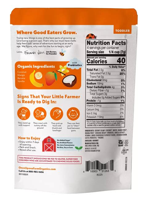 Once Upon A Farm Organic And Dairy Free Coconut Melts Mango Ba Nilla