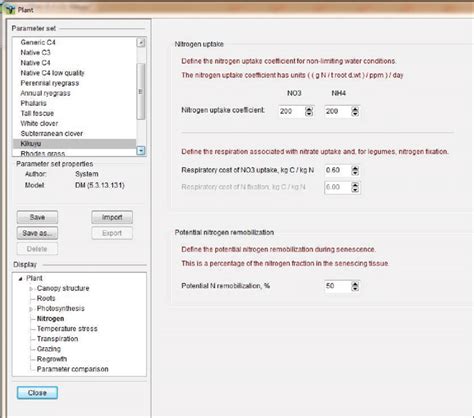 8 Nitrogen Input Parameter Set Dairymod Audairymod