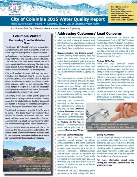 2015 Consumer Confidence Report By Columbiascwater Issuu