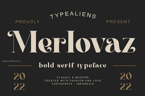 漂亮卷边的复古英文衬线字体 Merlovaz 艺字网