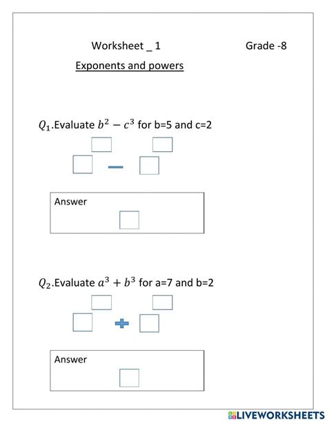 Exponents And Powers Worksheets Grade 8 8 Ee A 1 Worksheets Common