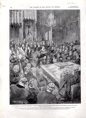 ENGRAVING King Edward VII And His First Parliament The Lord